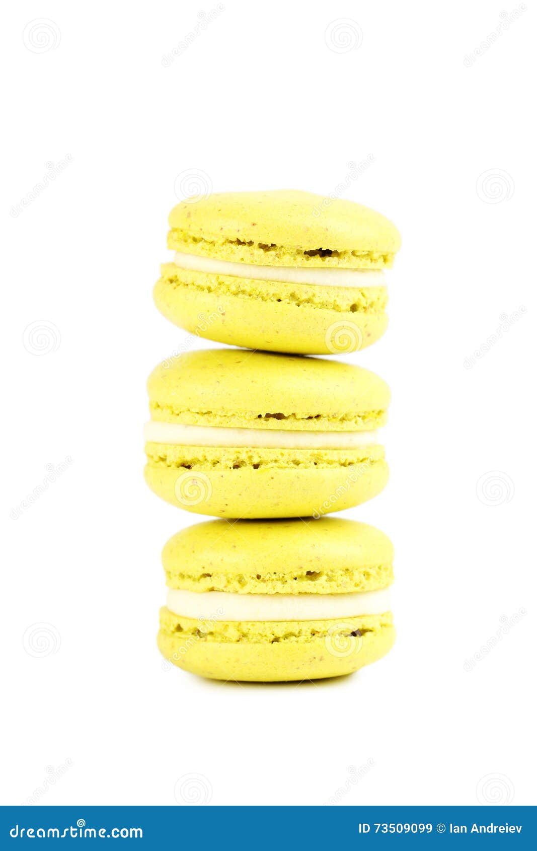Yellow macarons stock image. Image of isolated, macaroon - 73509099
