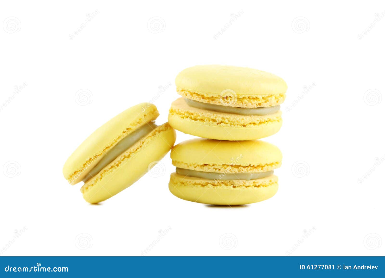 Yellow macarons stock image. Image of cake, isolated - 61277081
