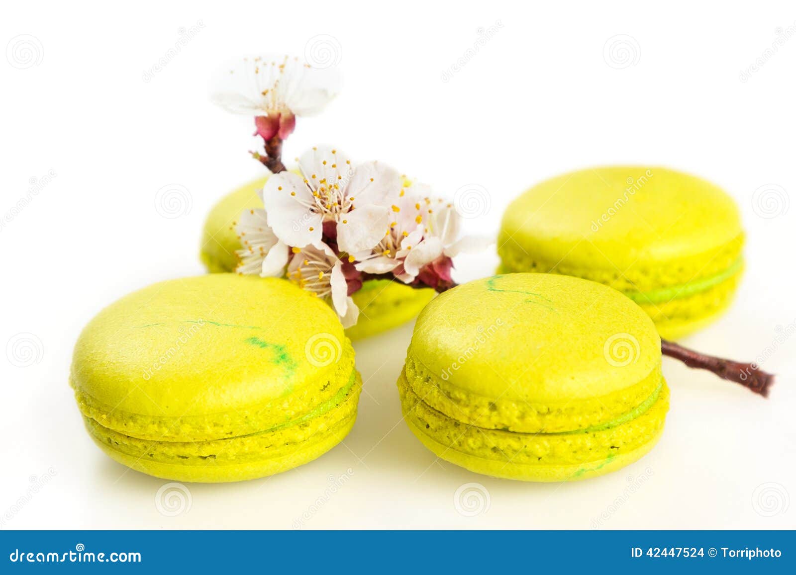 Yellow Macaroons Isolated on White, Selective Focus Stock Photo - Image ...