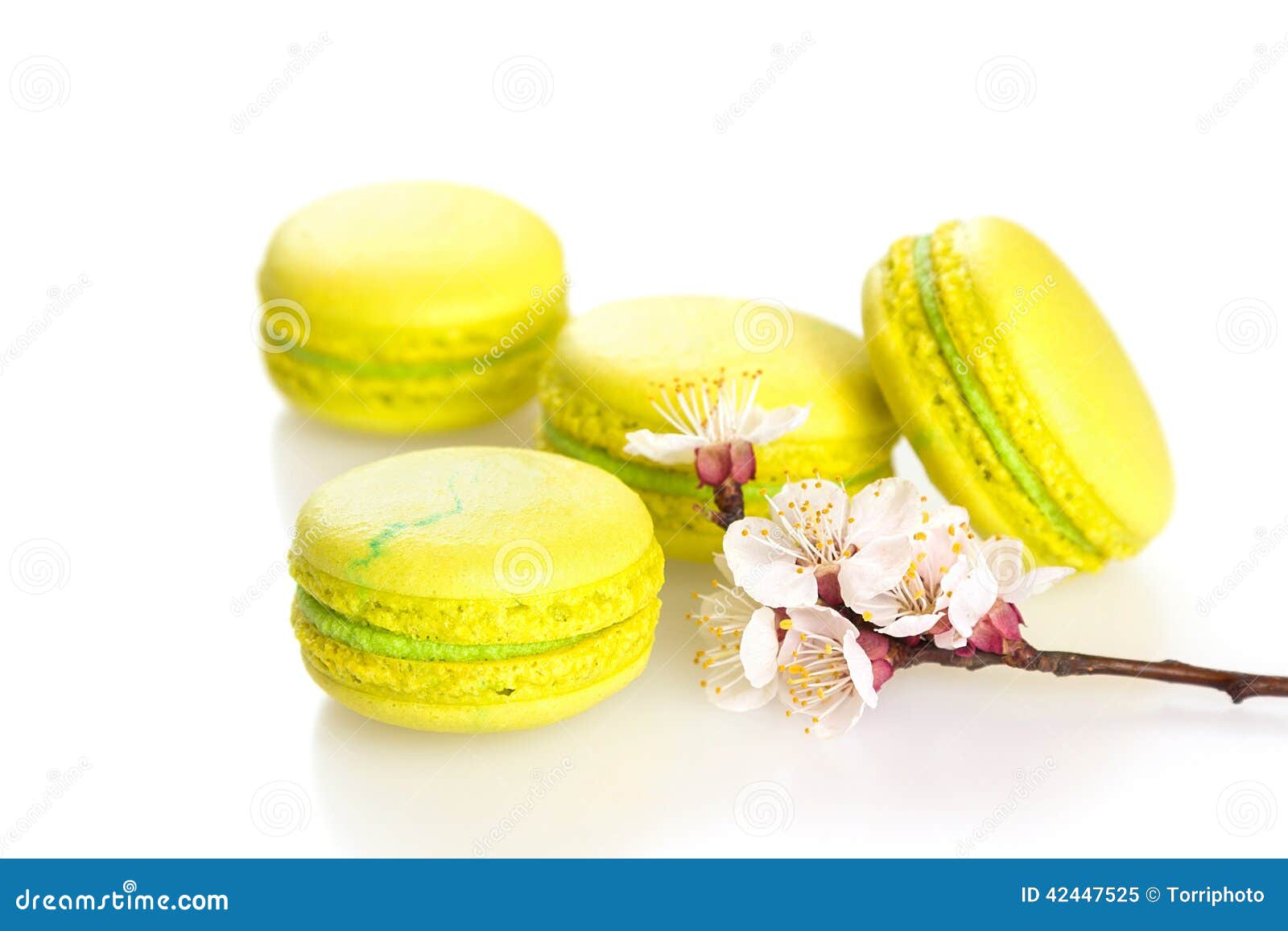 Yellow Macaroons Isolated on White, Selective Focus Stock Image - Image ...