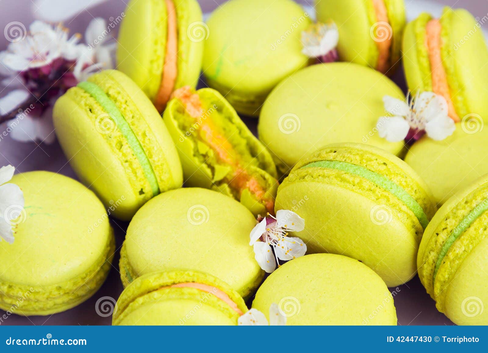 Yellow Macaroons on Plate, Selective Focus Stock Photo - Image of color ...