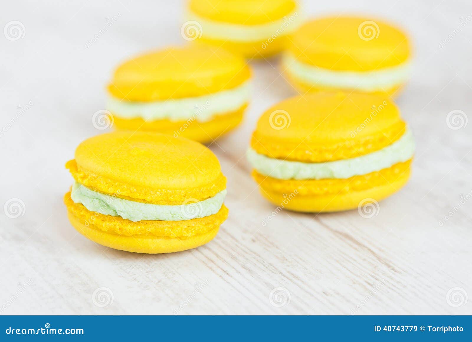 Yellow macaroons stock image. Image of pink, confection - 40743779