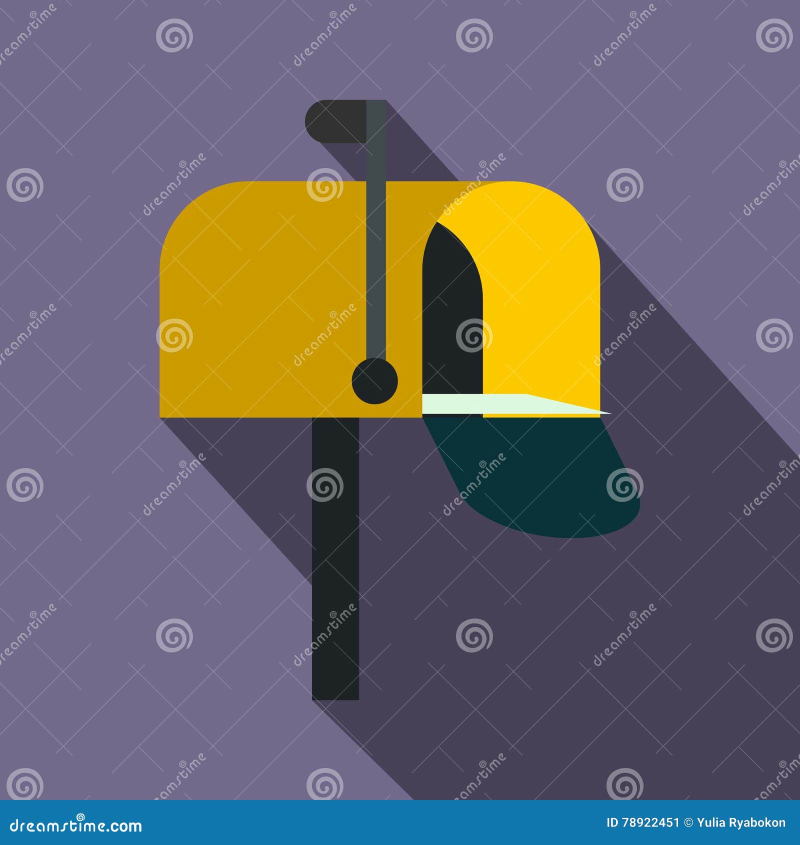 Yellow Mail Box Icon, Flat Style Stock Vector - Illustration of ...