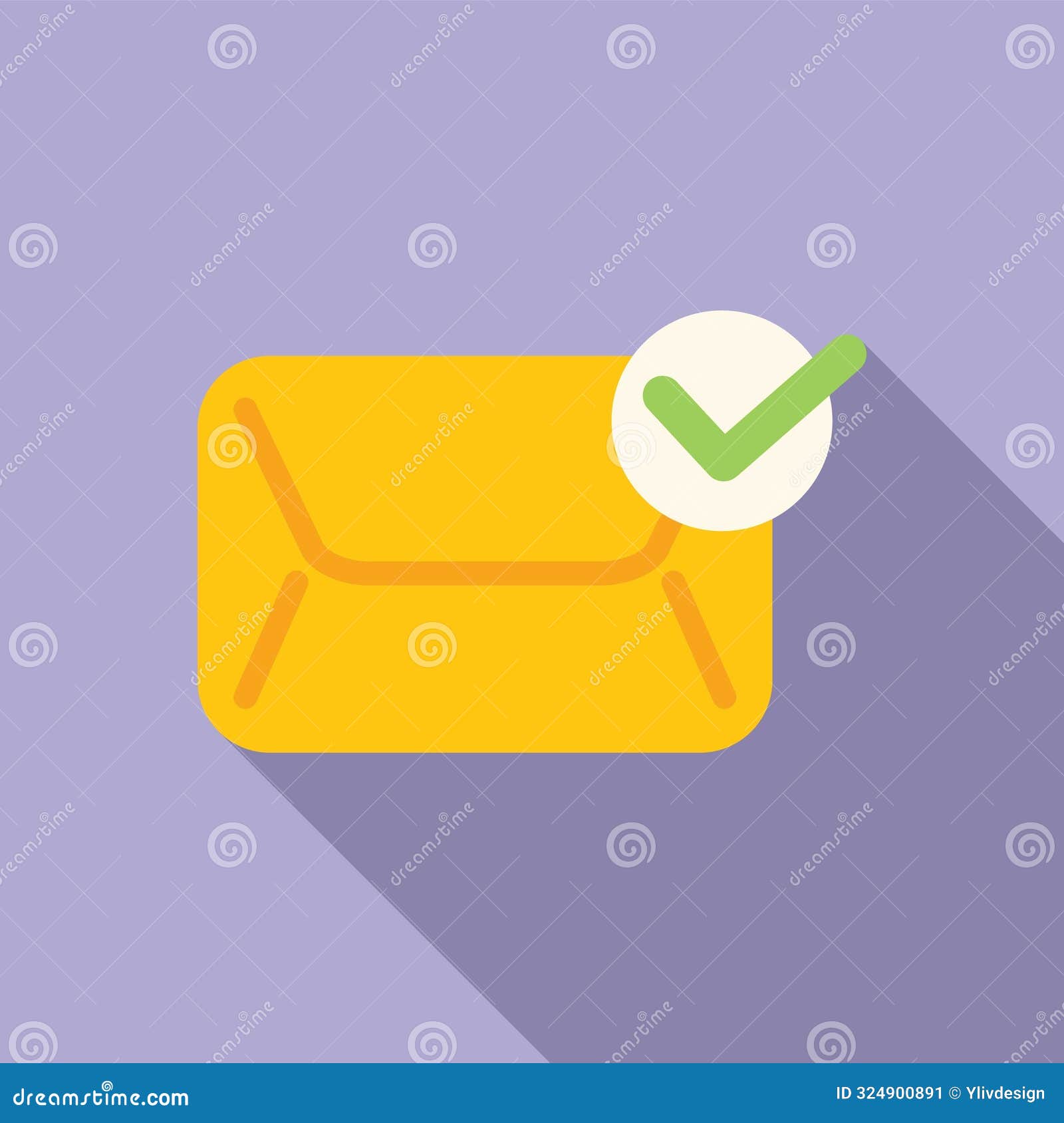 Yellow Mail Envelope with Green Check Mark Icon Showing Received ...