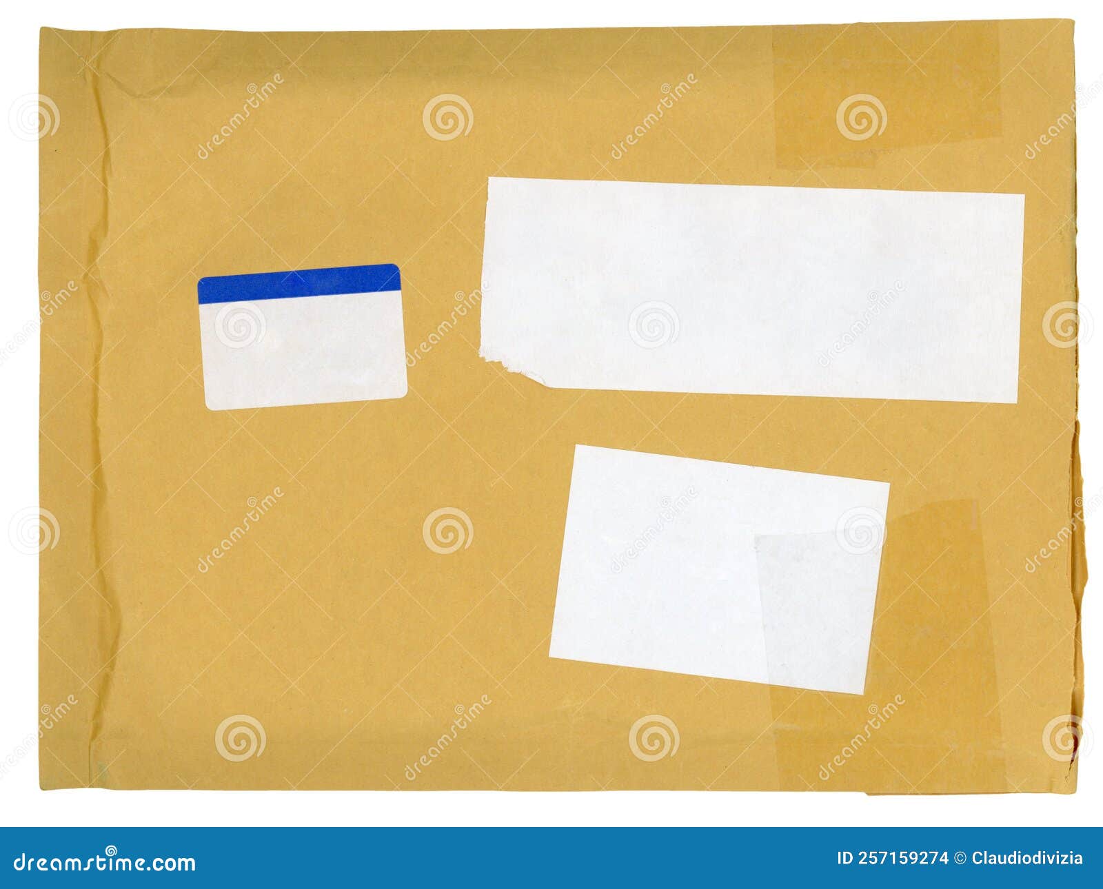Yellow Mail Letter Envelope with Blank Labels Isolated Over Whit Stock ...