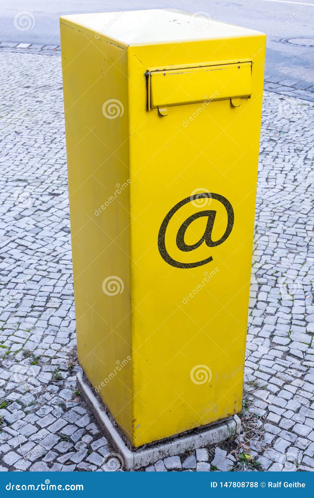 Yellow Mailbox With E-mail Sign As A Symbol For The Email Post Box ...