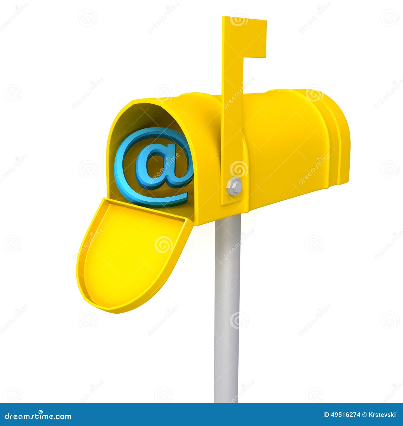 Yellow Mailbox with E-mail Sign 3d Illustration Stock Illustration ...