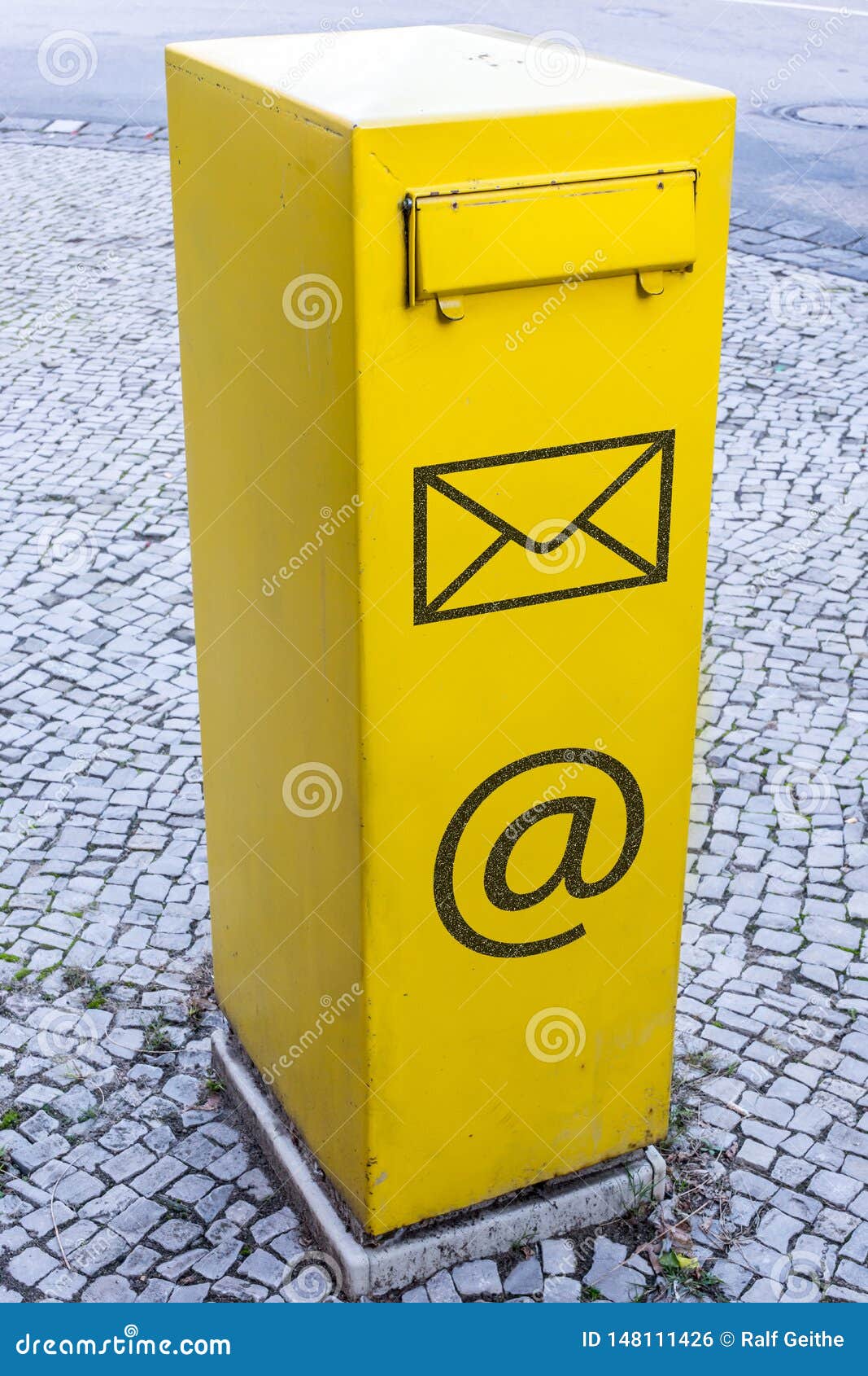 Yellow Mailbox with Letter Symbol and Emails Symbol As a Sign of ...