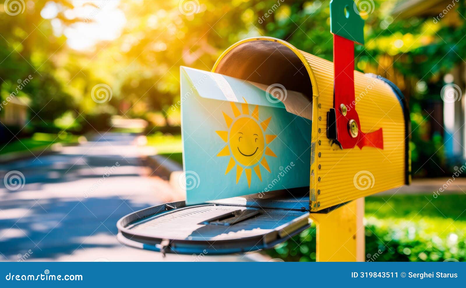 A Yellow Mailbox with a Smiley Face on the Front, AI Stock Image ...