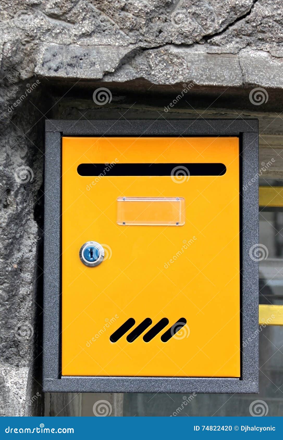 Yellow mailbox stock photo. Image of mail, traditional - 74822420