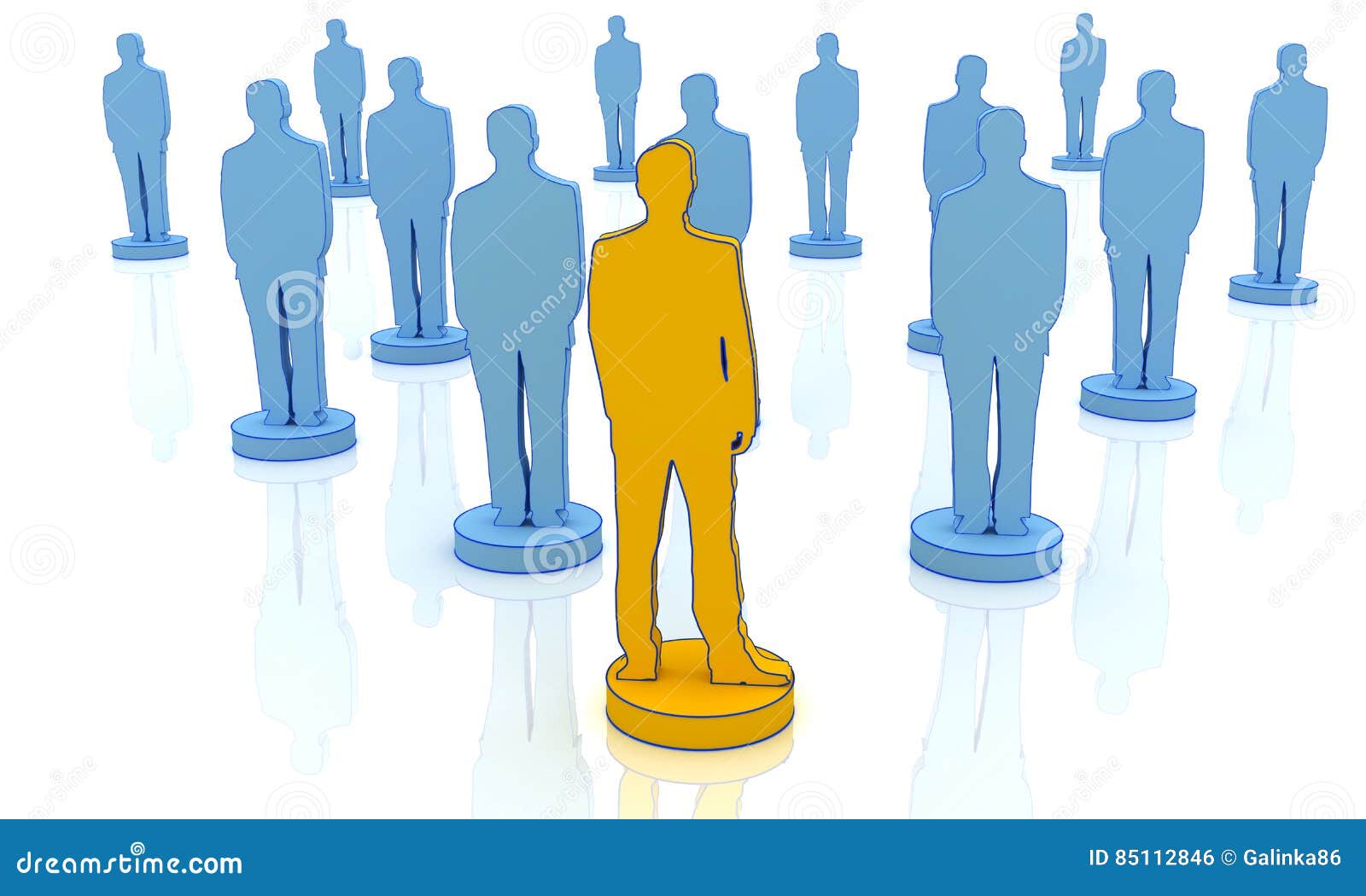 Yellow man and group, 3d, stock illustration. Illustration of personnel ...