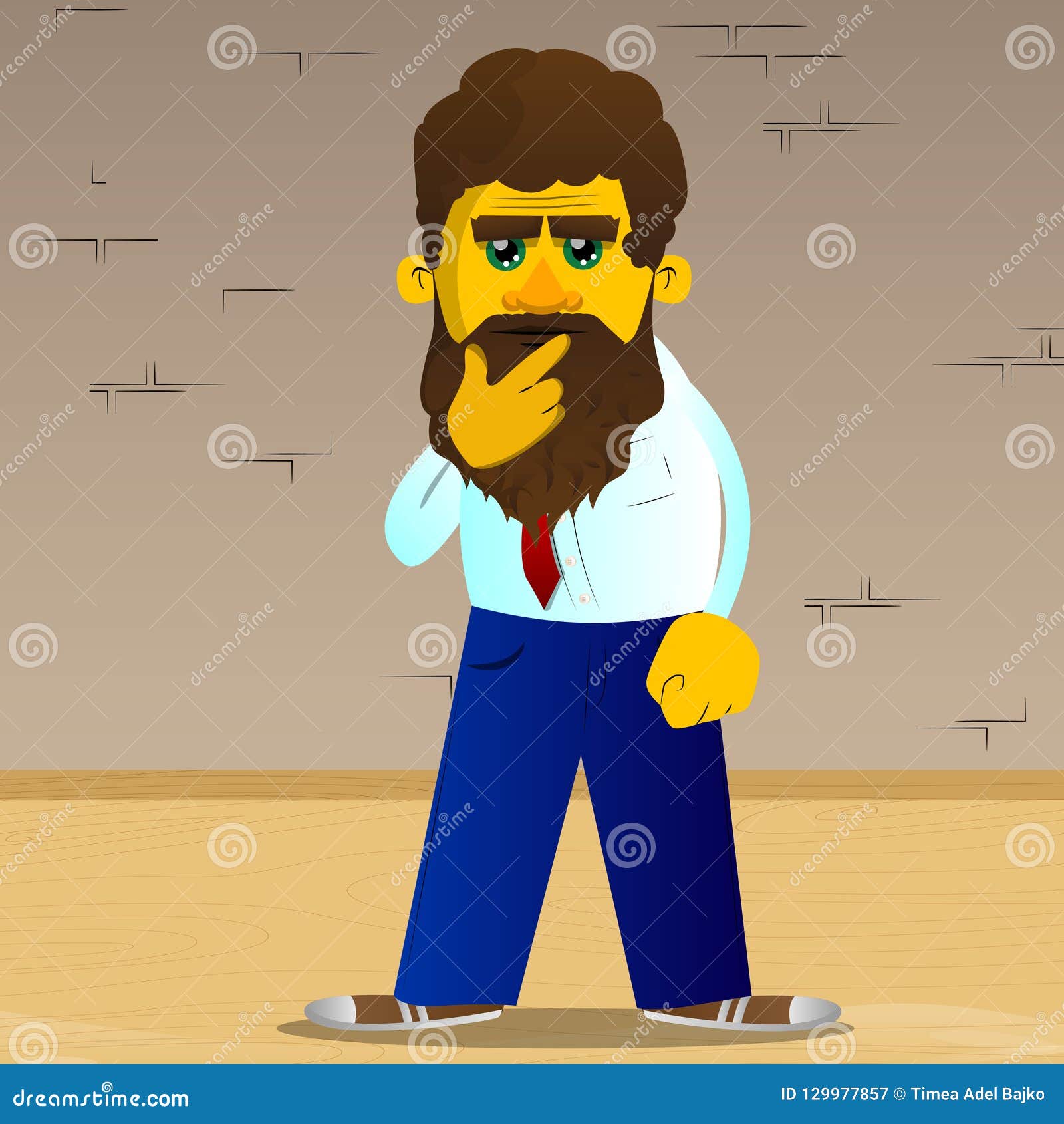 Man Thinking or Pointing To His Left Side. Stock Vector - Illustration ...