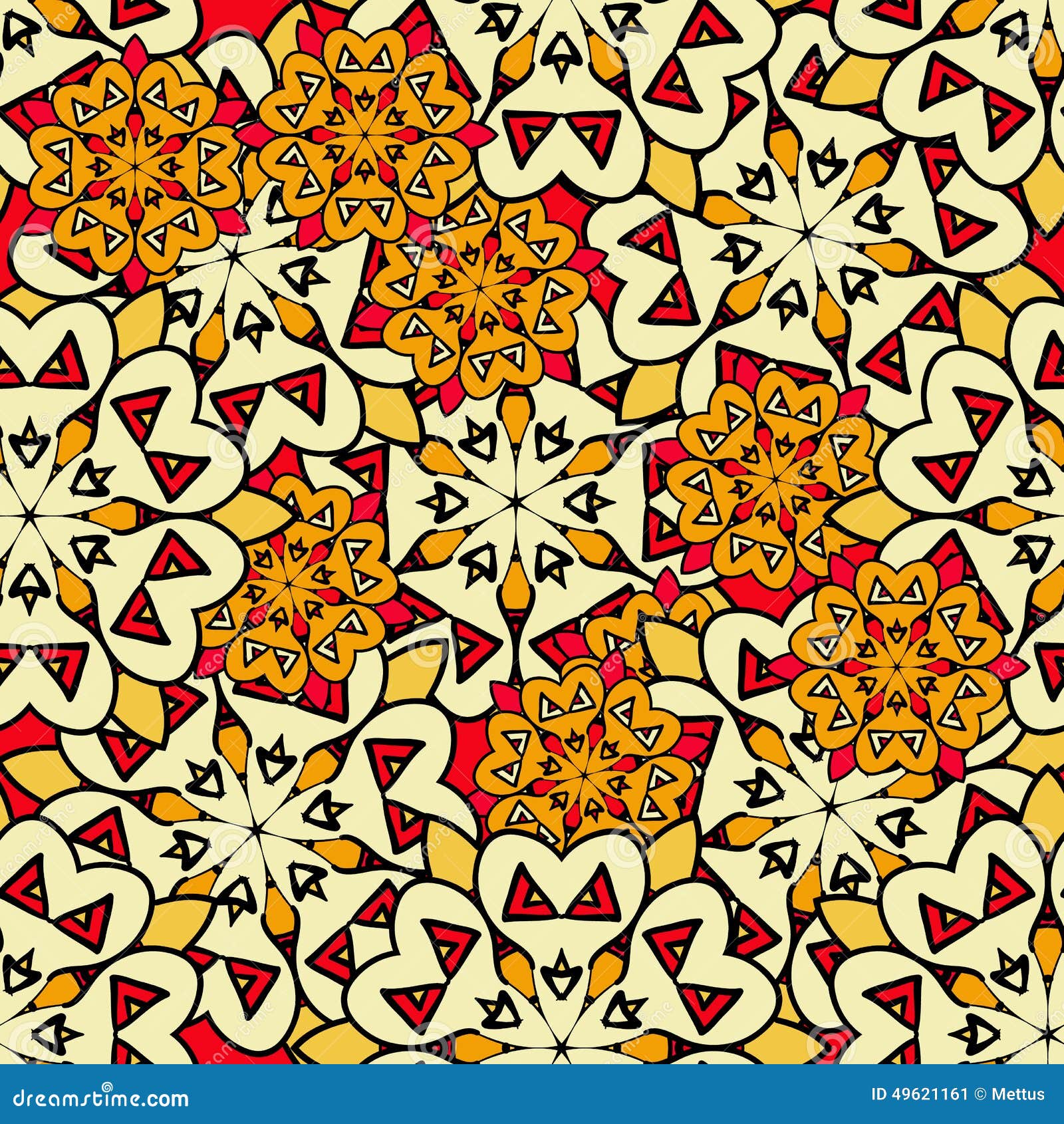 Yellow Mandalas Seamless Background. Endless Stock Vector ...