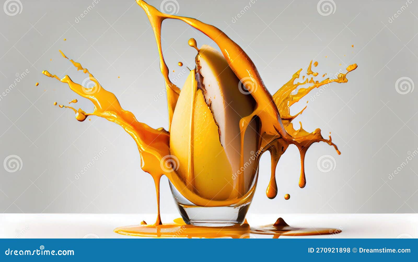 Yellow Mango Dripping in Mango Smoothie on White Background AI ...