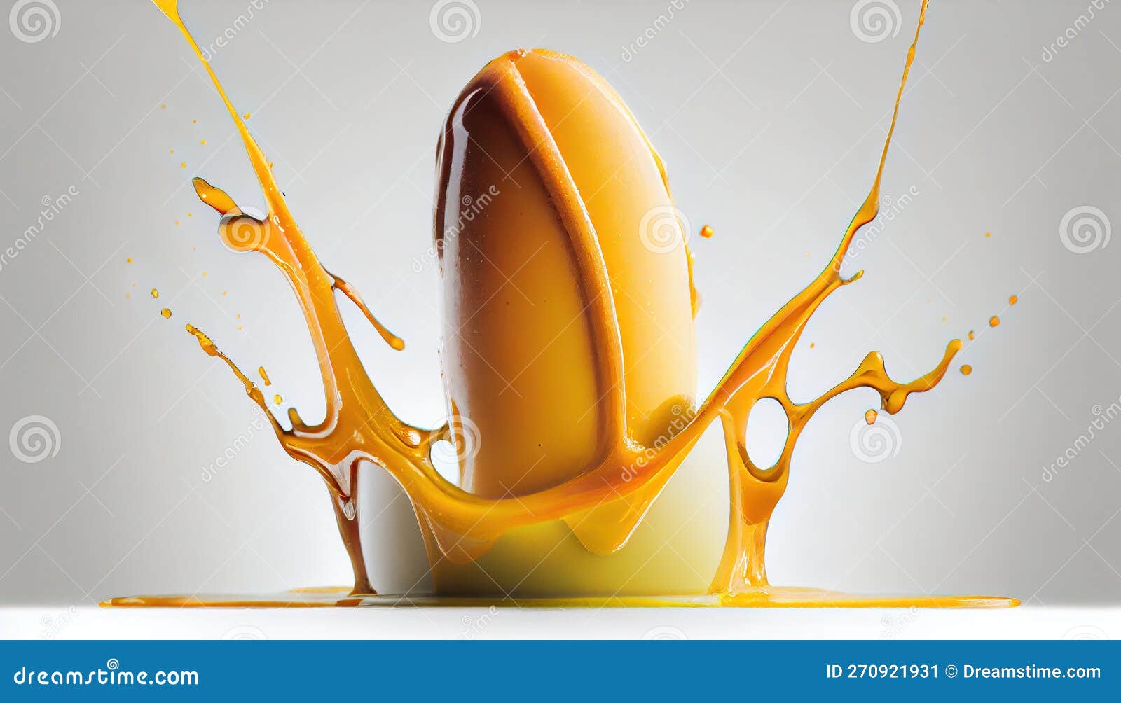 Yellow Mango Dripping in Mango Smoothie on White Background AI ...