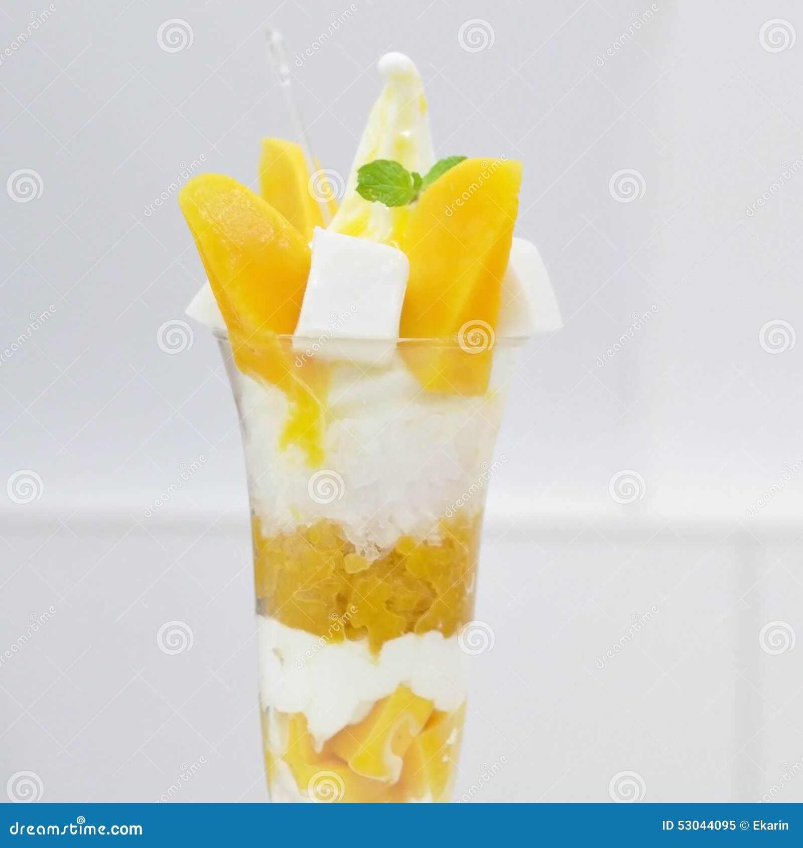 Yellow Mango Parfait Ice-cream in Tall Glass. Stock Image - Image of ...