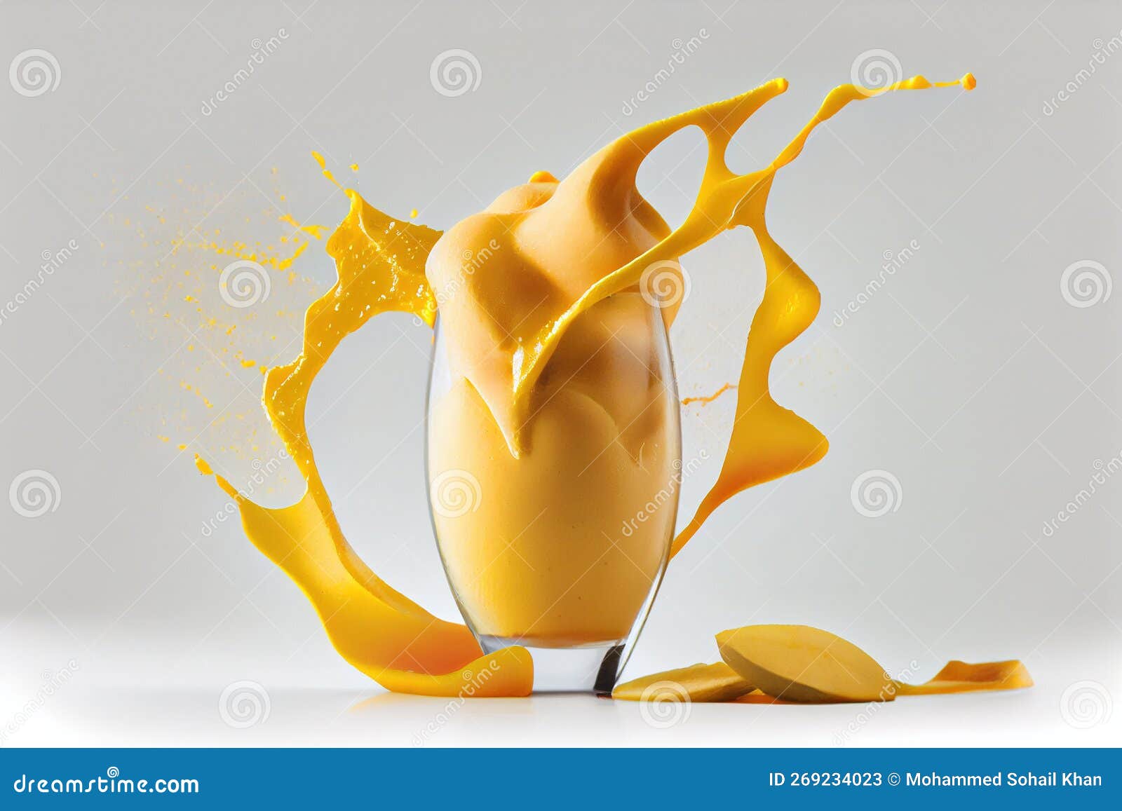 Yellow Mango Smoothie Splashed on White Background AI Generative Stock ...