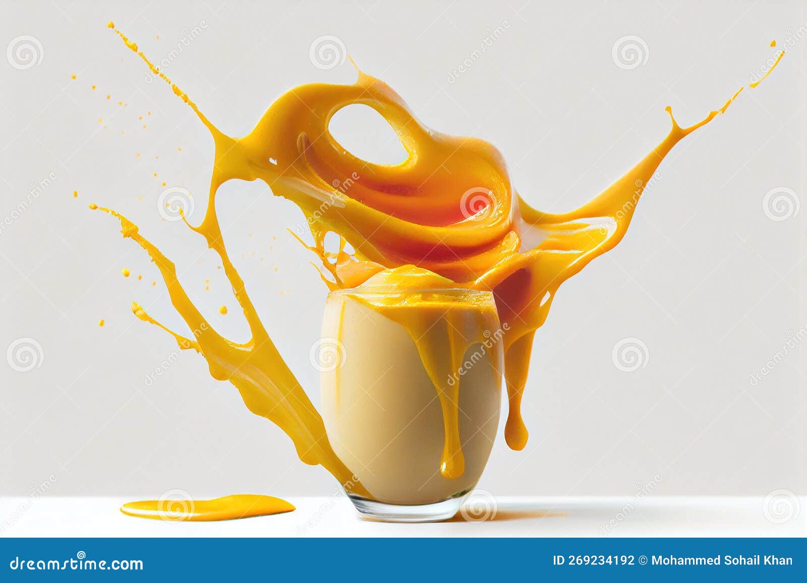 Yellow Mango Smoothie Splashed on White Background AI Generative Stock ...