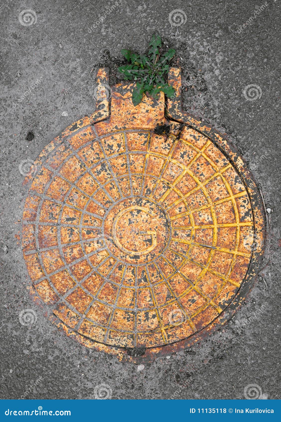 Yellow manhole stock photo. Image of grout, courses, closed - 11135118