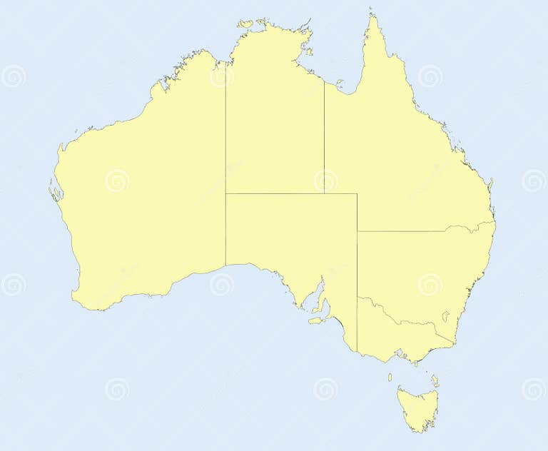 Yellow map of Australia stock illustration. Illustration of outline ...