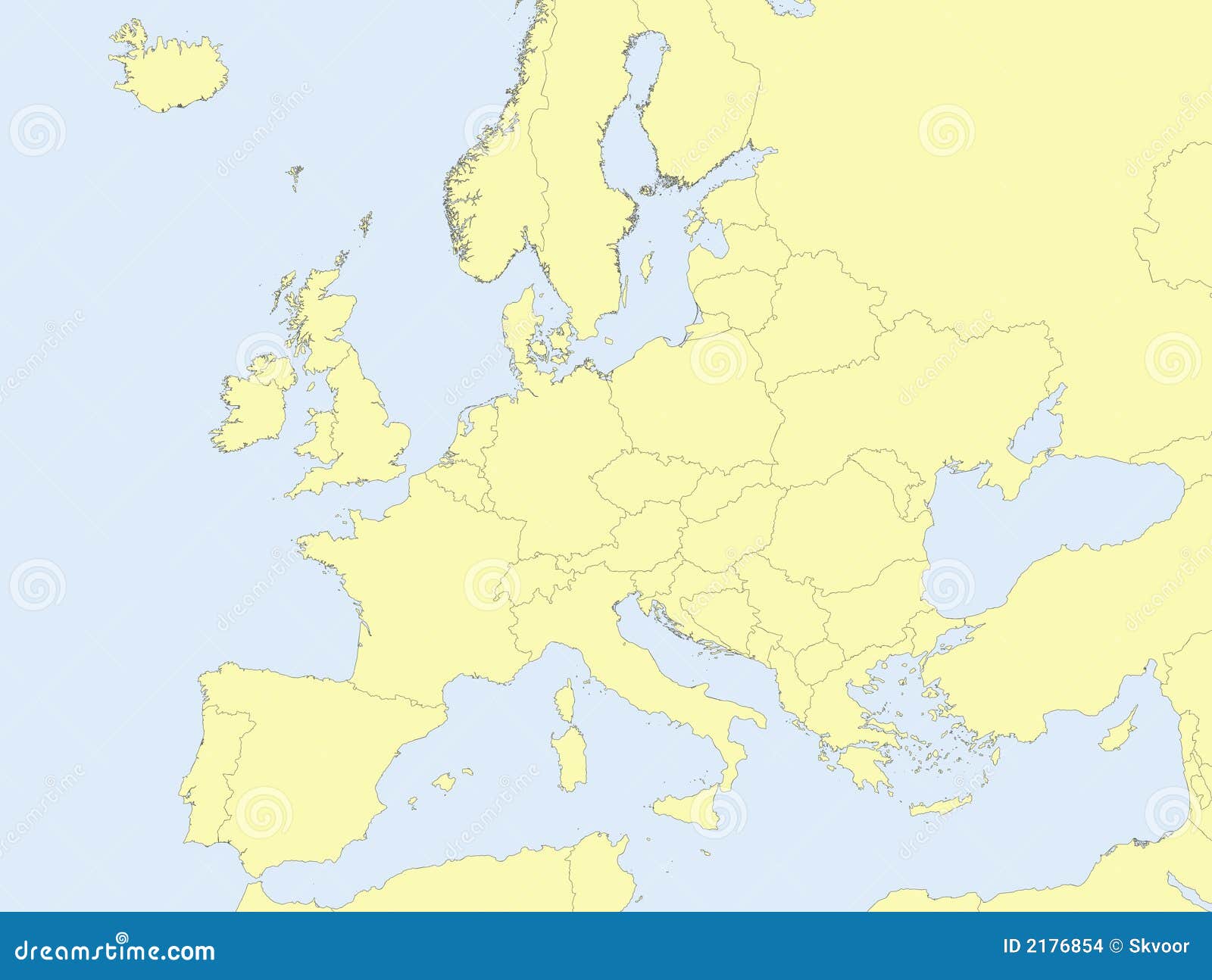 Yellow map of europe stock illustration. Illustration of outline - 2176854