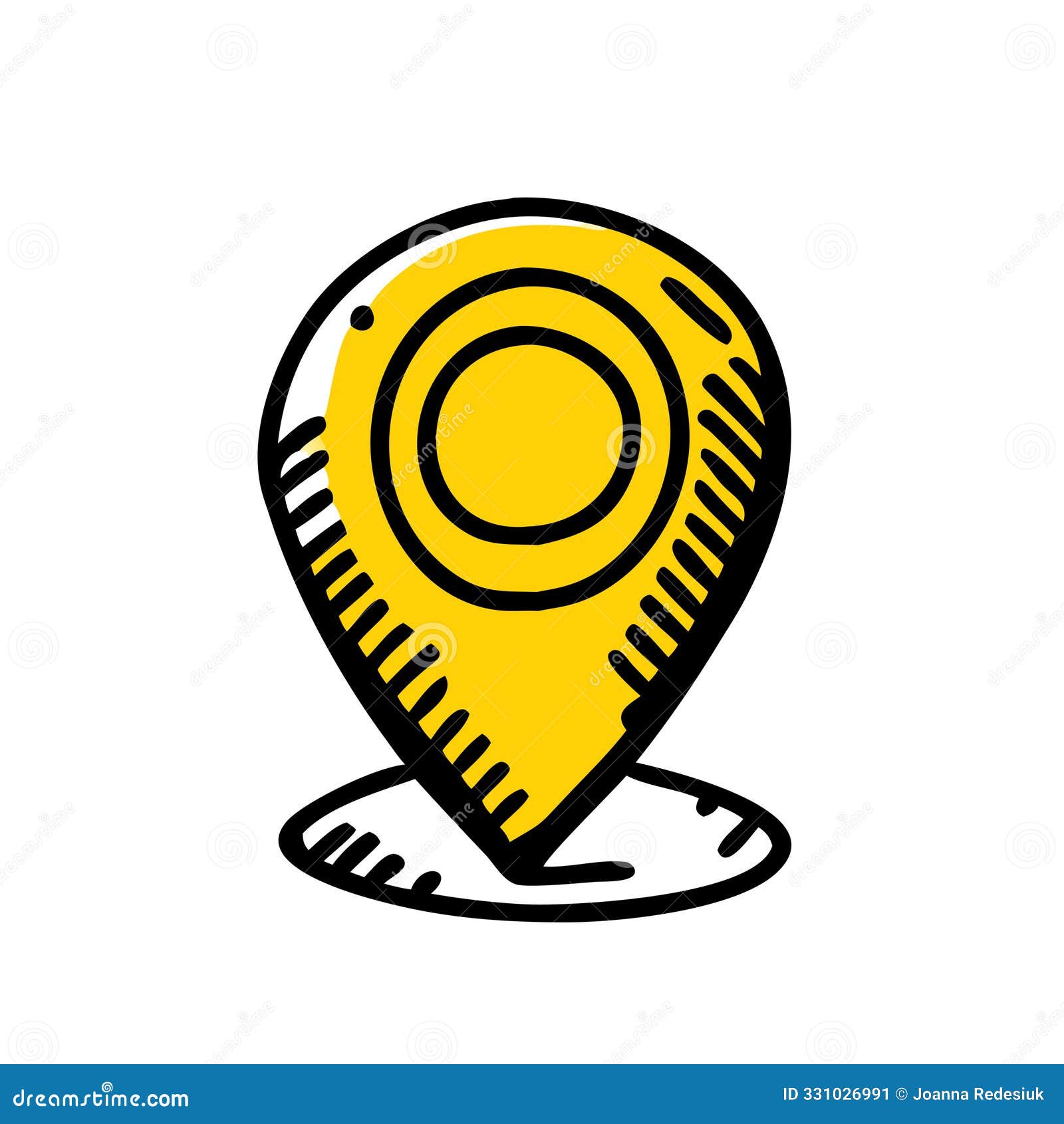 Yellow Map Pin with Black Outlines Stock Illustration - Illustration of ...