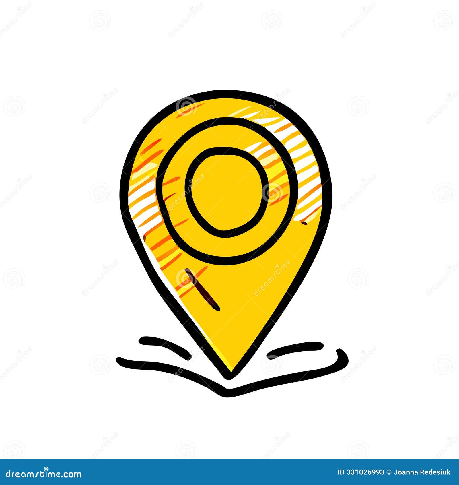 Yellow Map Pin with Black Outlines Stock Illustration - Illustration of ...