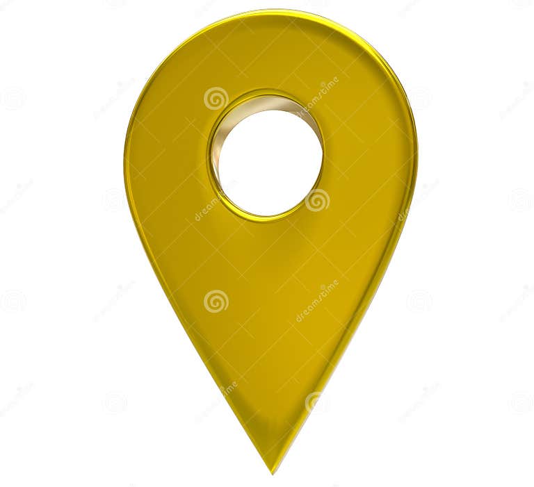 Yellow Map Pointer 3d Pin. Location Symbol Isolated on White Background ...