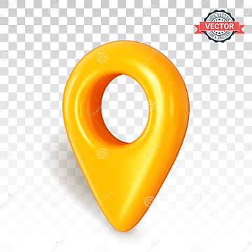 Yellow Map Pointer or GPS Location Icon in Three-quarter Front View ...