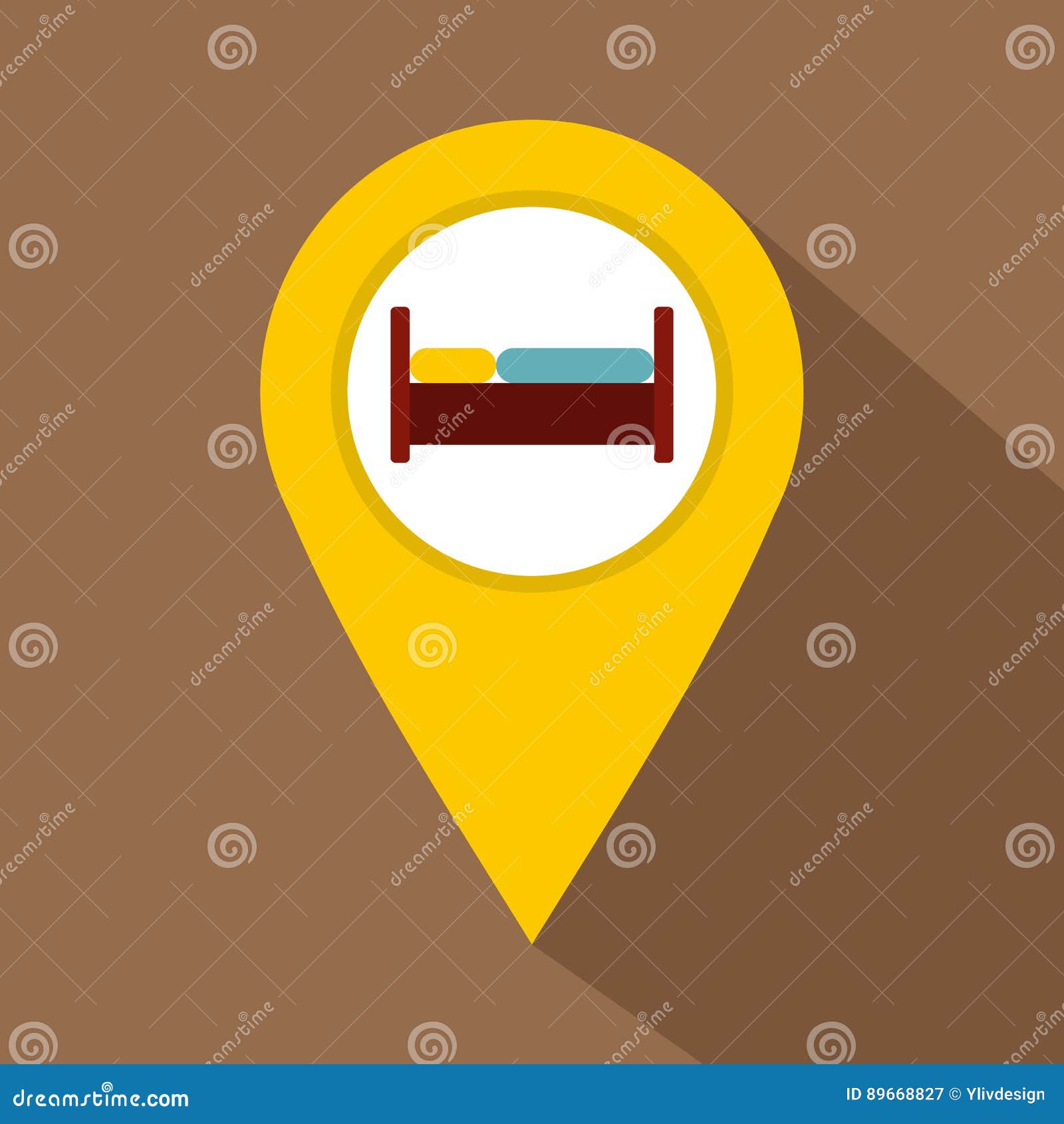 Yellow Map Pointer with Symbol Hotel Icon Stock Vector - Illustration ...