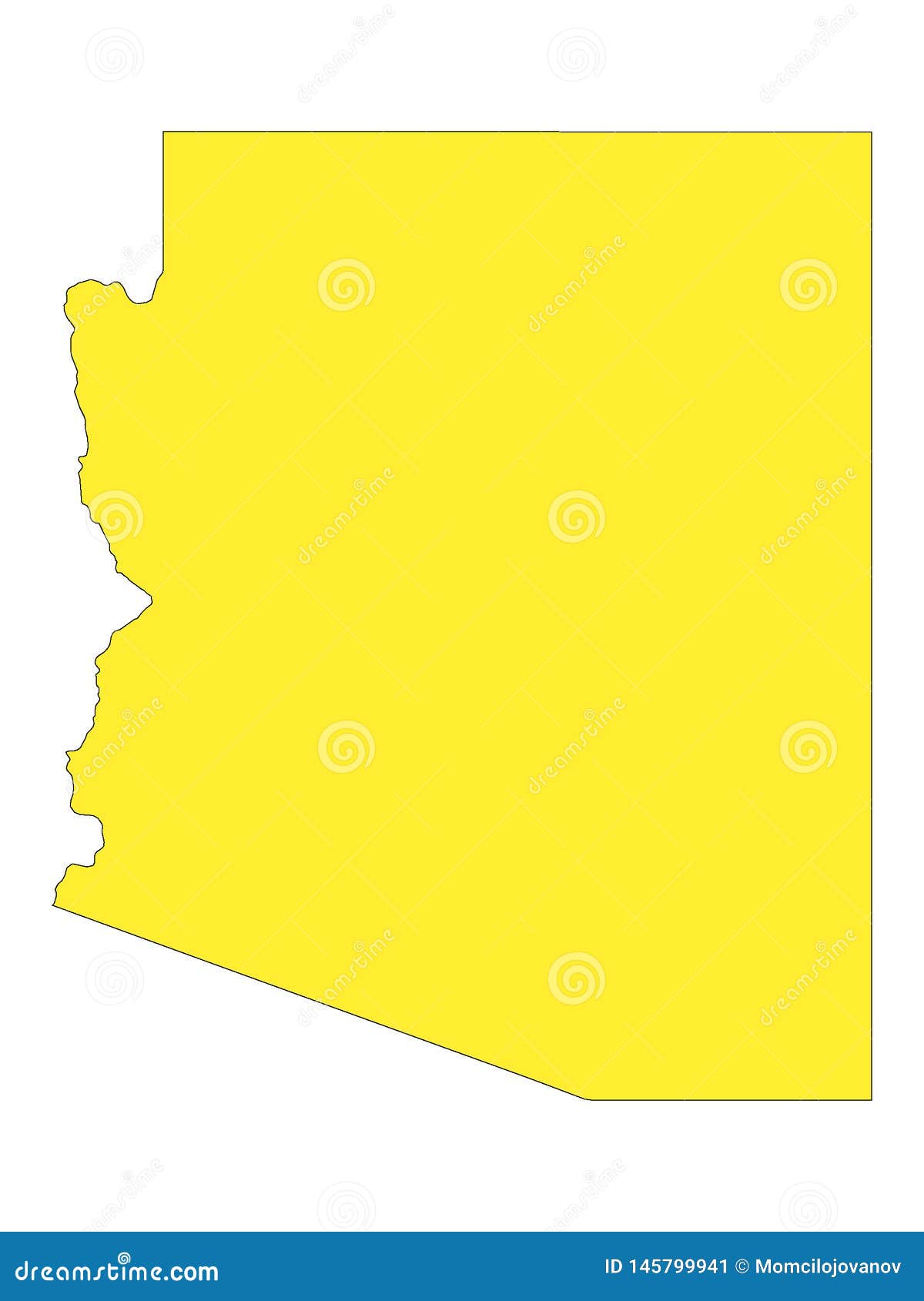 Yellow Map of US State of Arizona Stock Vector - Illustration of ...