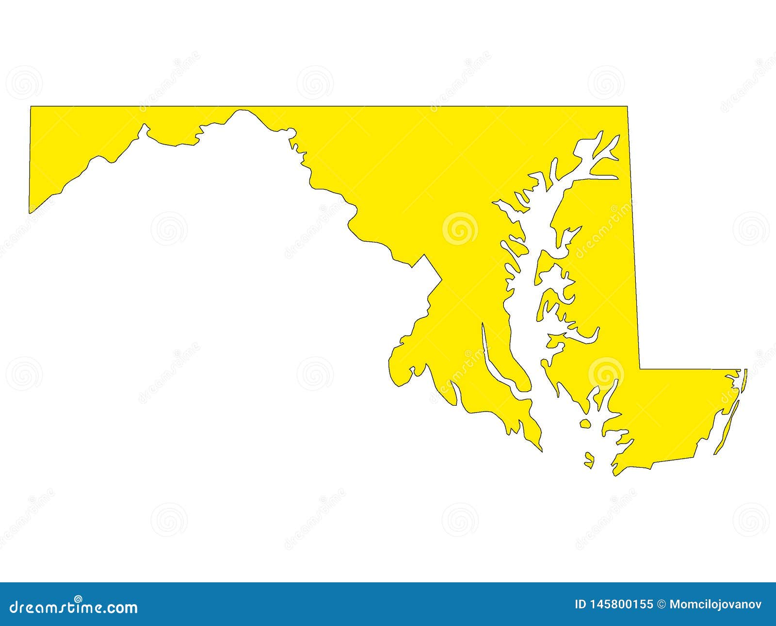Yellow Map of US State of Maryland Stock Vector - Illustration of ...