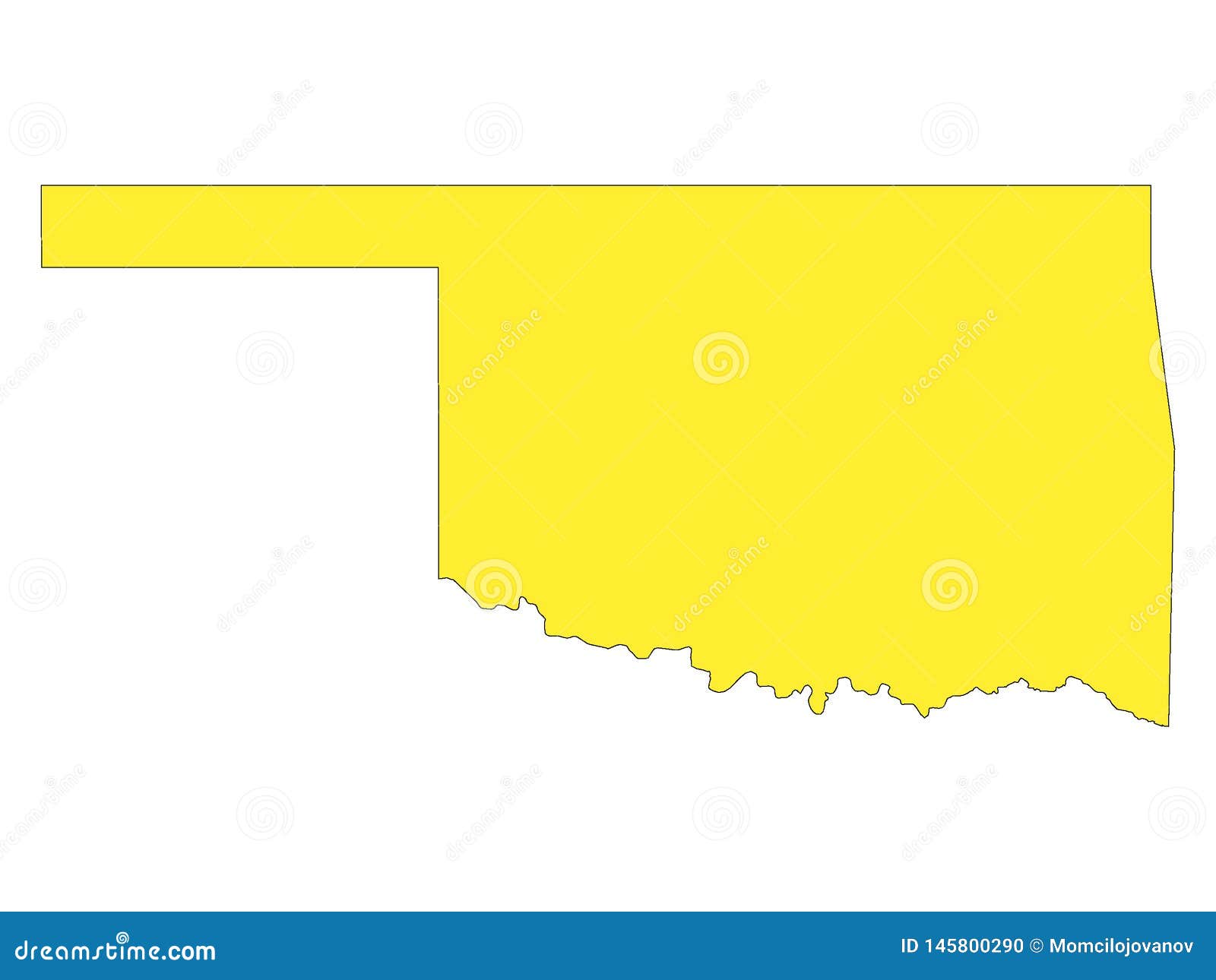 Yellow Map of US State of Oklahoma Stock Vector - Illustration of ...