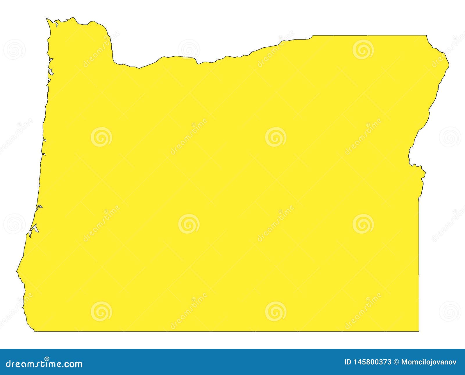 Yellow Map of US State of Oregon Stock Vector - Illustration of oregon ...