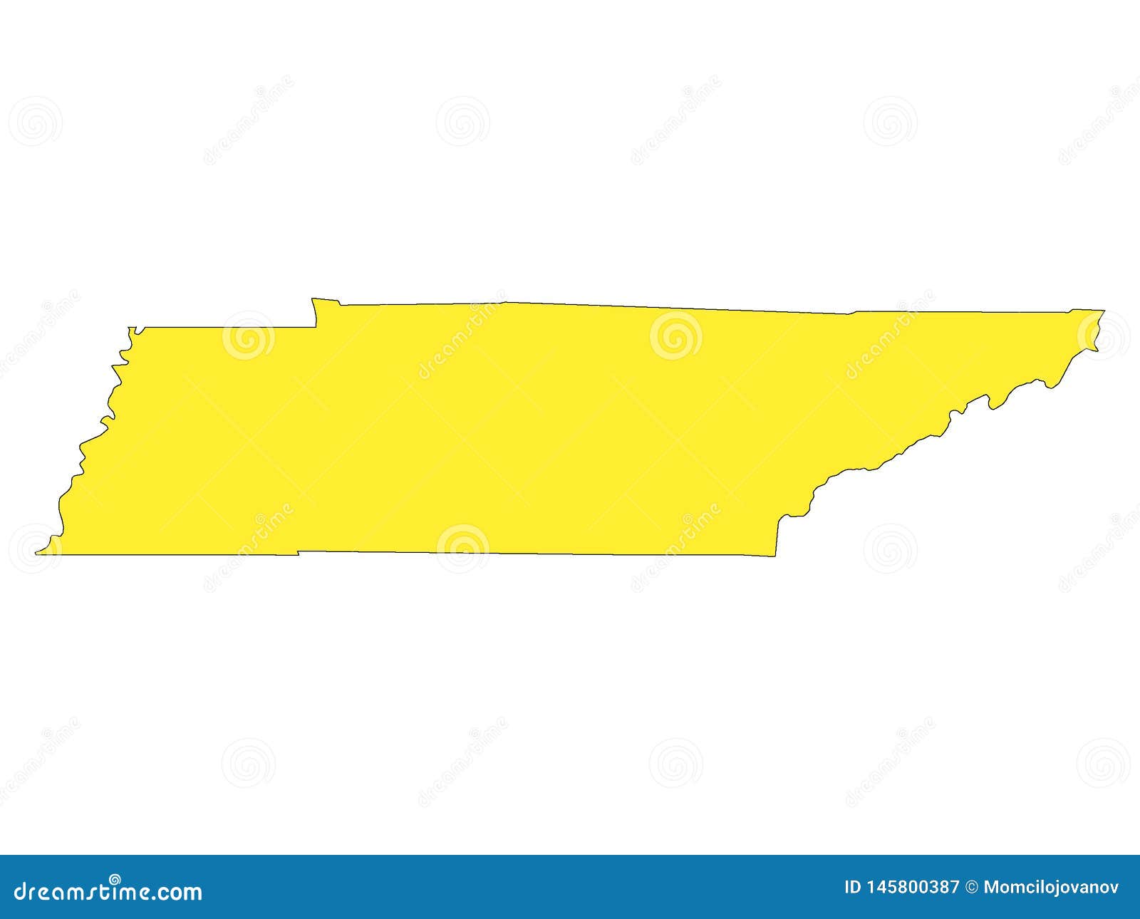 Yellow Map of US State of Tennessee Stock Vector - Illustration of ...