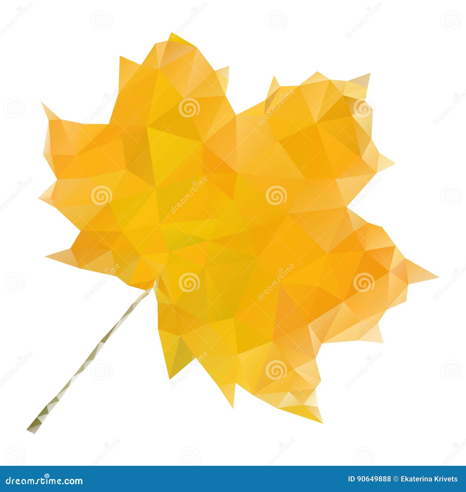 Yellow Maple Leaf in Low Poly Style Stock Vector - Illustration of ...
