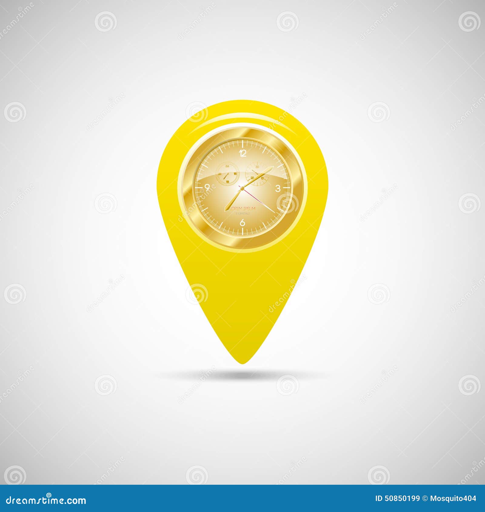 Yellow Marker for Maps with Watch Stock Vector - Illustration of ...