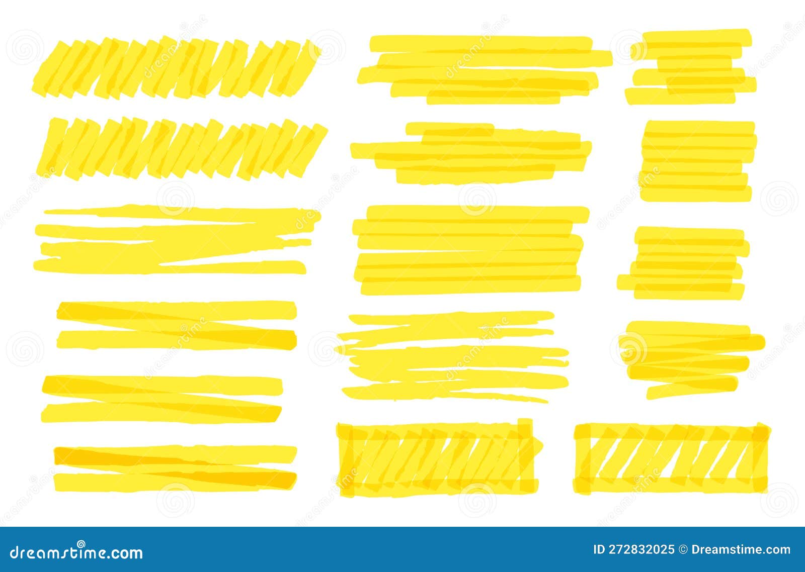 Yellow Marker Stroke Lines, Markers Stripes. Highlighter for Text, Hand ...