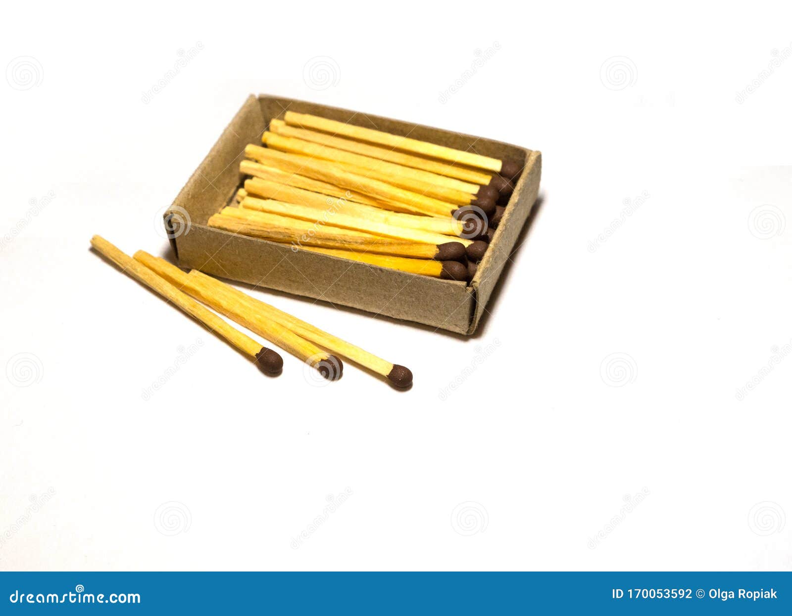 Yellow matches in the box stock photo. Image of light - 170053592