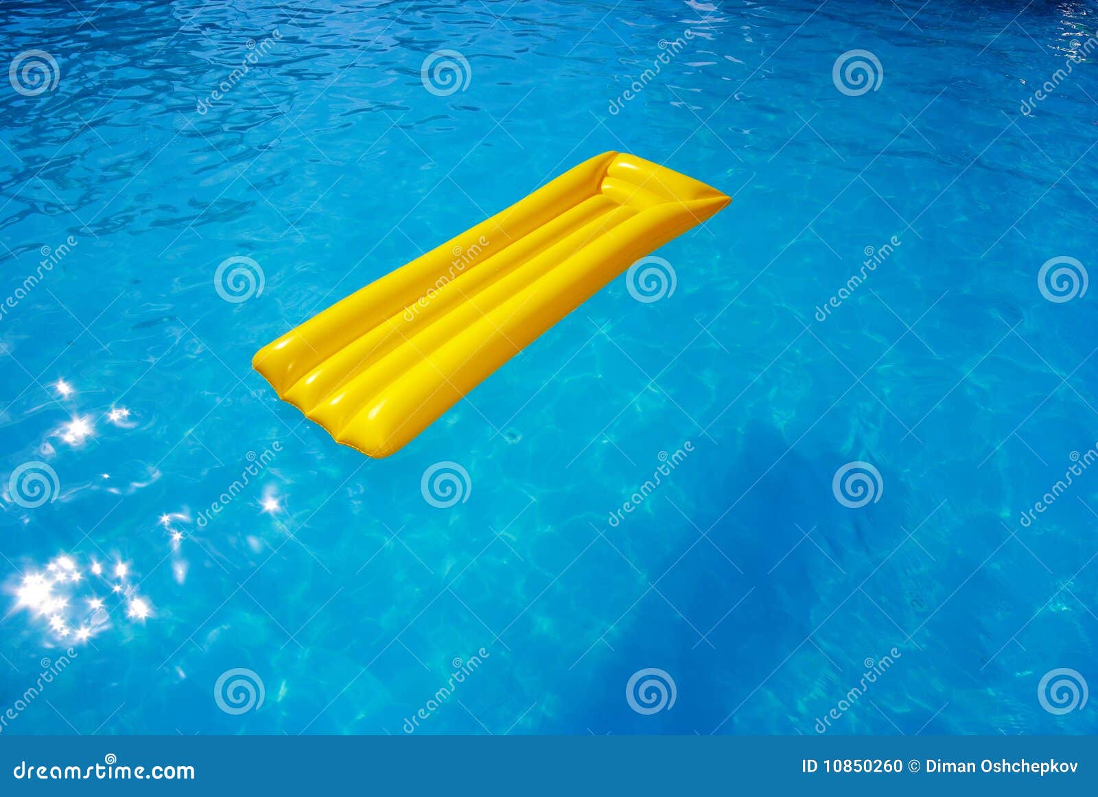 Yellow Mattress in the Pool Stock Photo - Image of inflating, floating ...