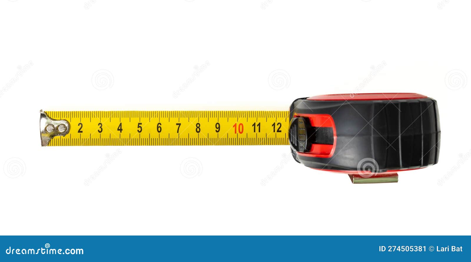 Yellow Measuring Roulette on White Background Top View. Construction ...