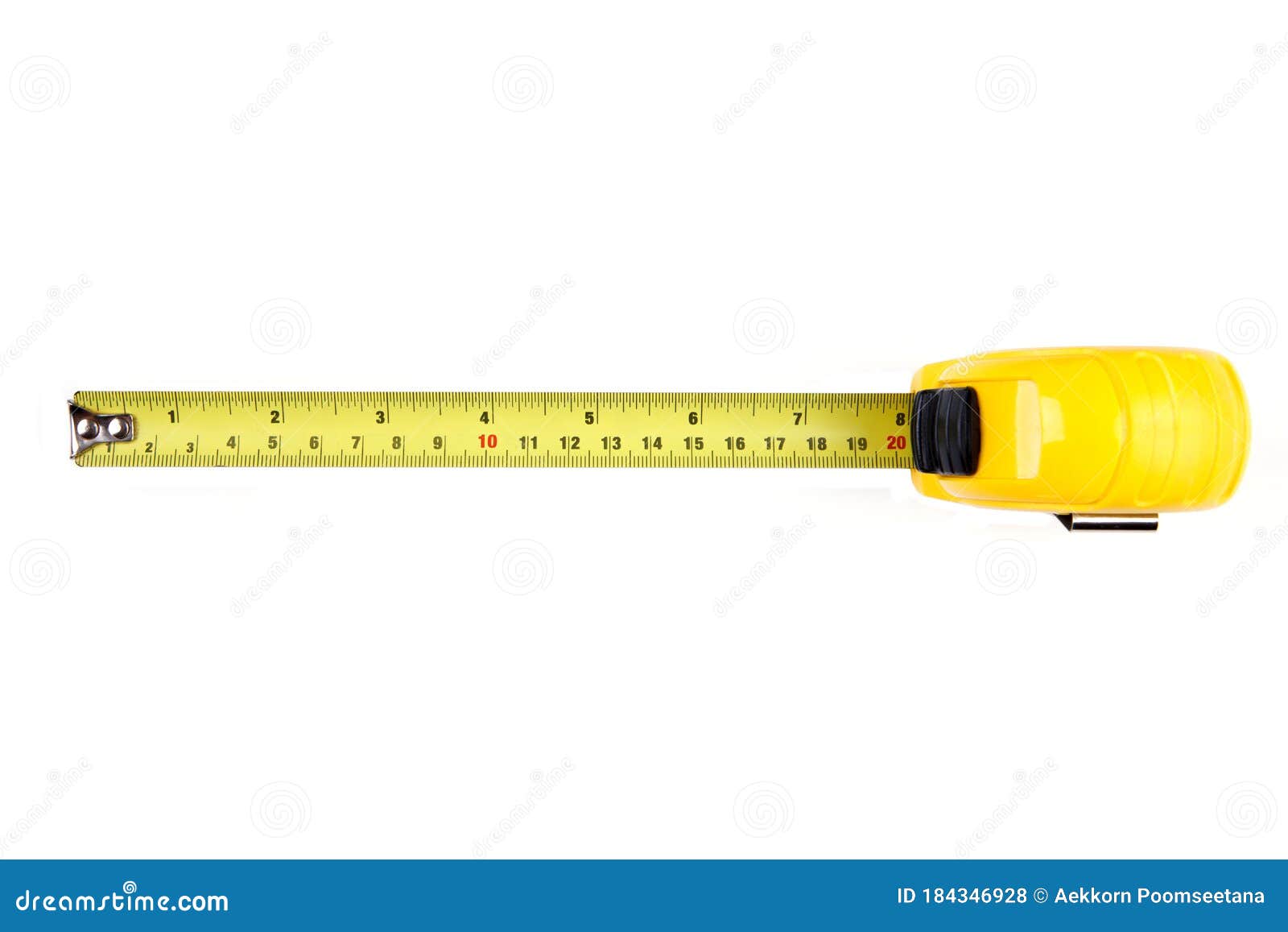 Yellow Measuring Tape Isolated on White Background, Top View. 8 in ...