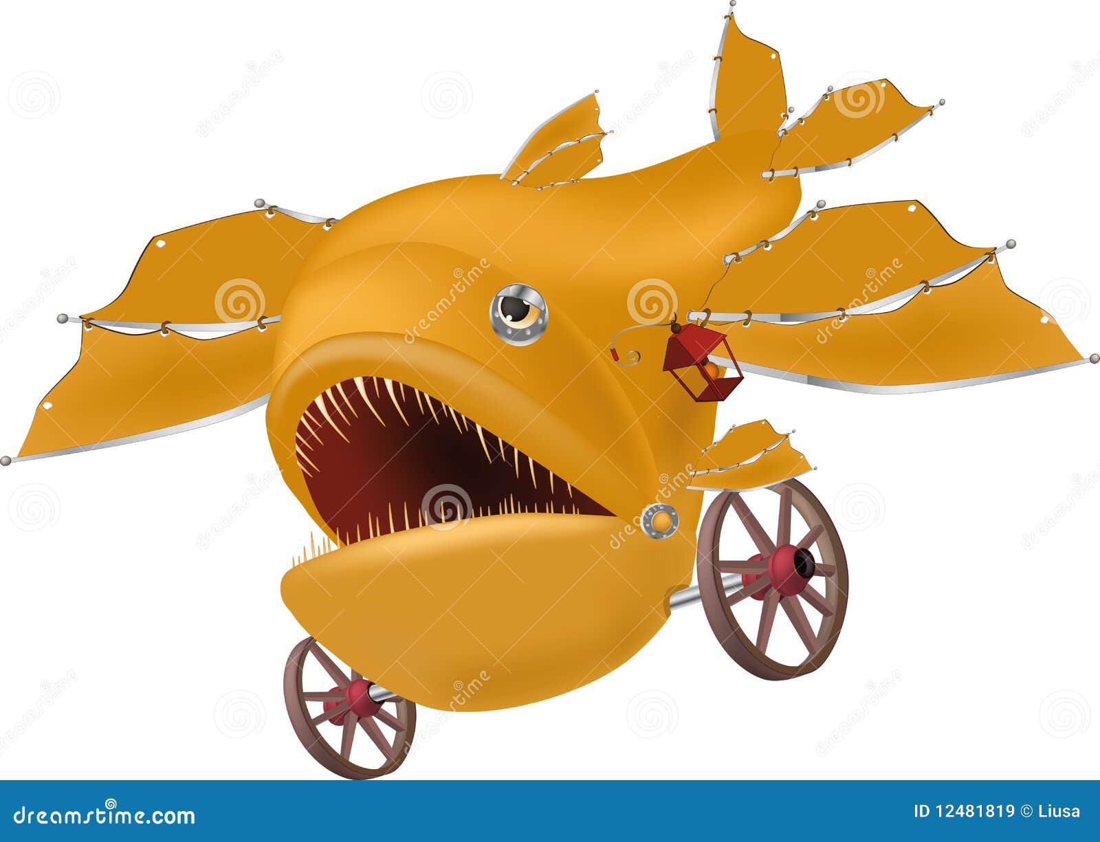 Yellow mechanical fish stock vector. Illustration of equipment - 12481819