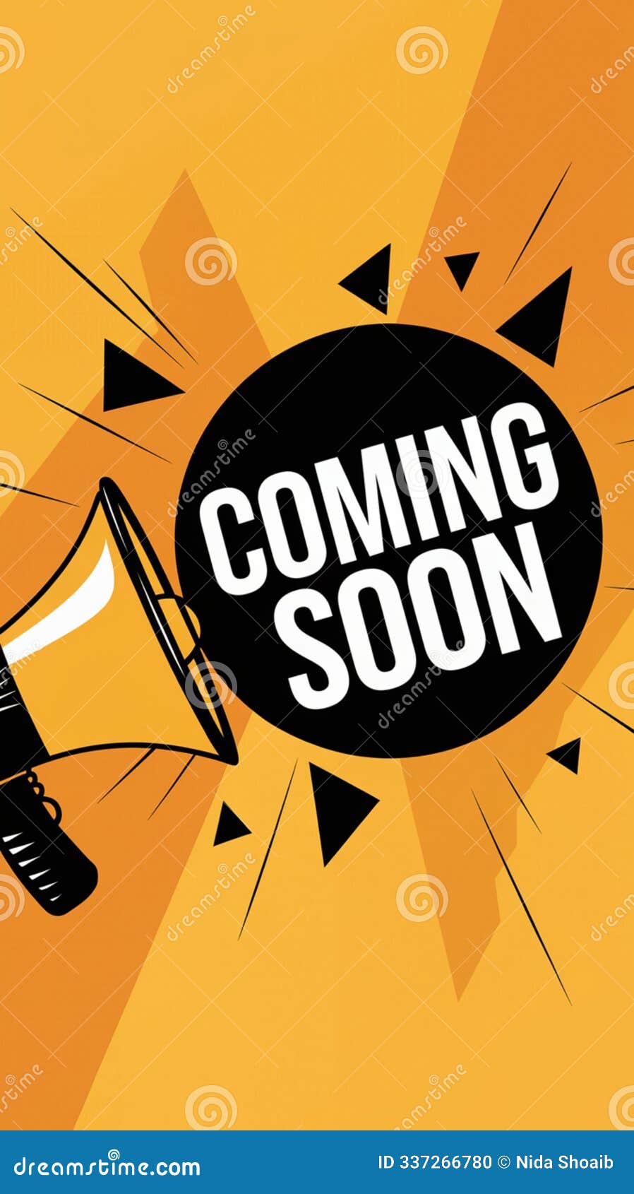 Yellow Megaphone with Black Handle and COMING SOON Text on Orange ...