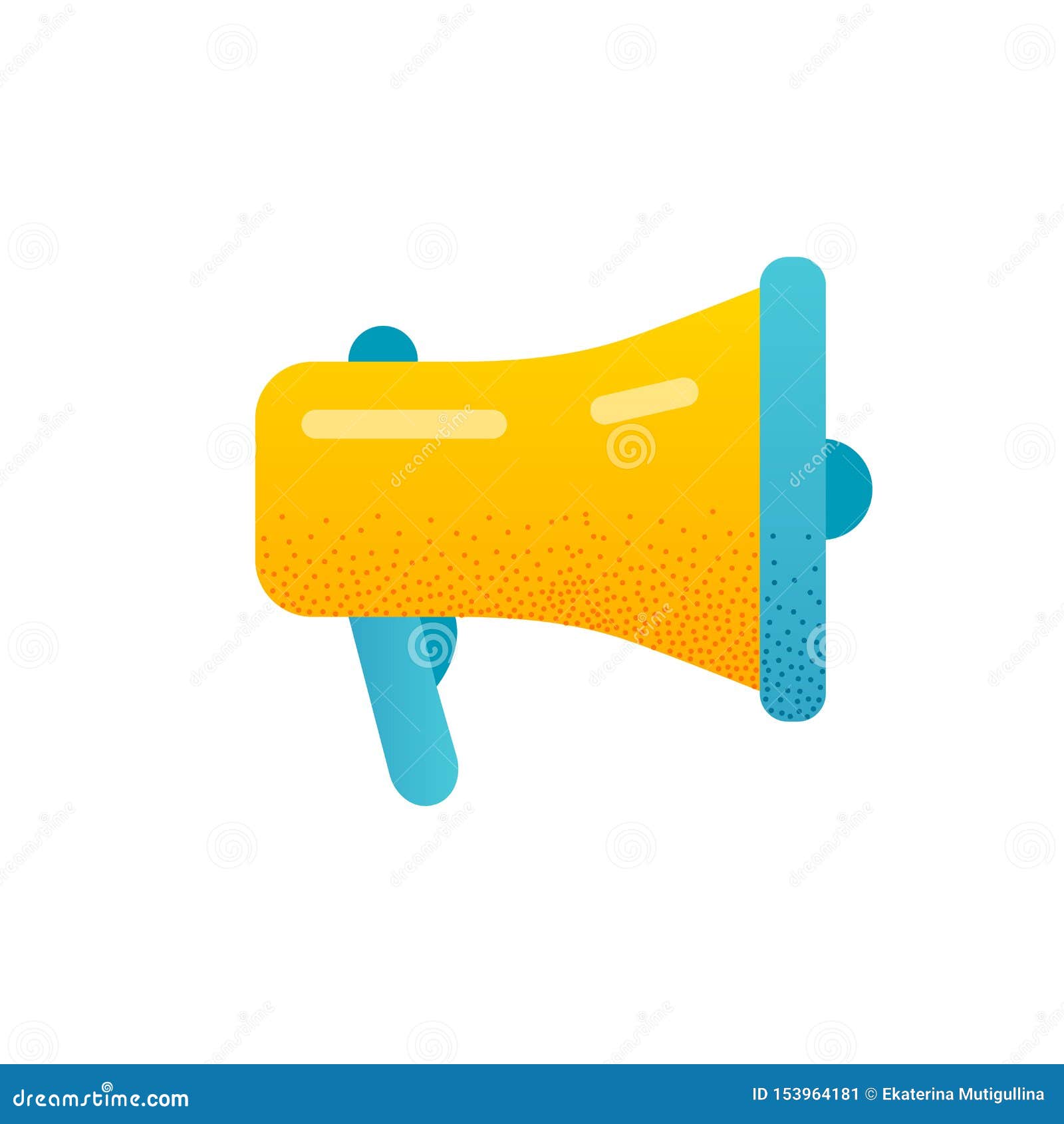 Yellow Megaphone Flat Icon stock vector. Illustration of public - 153964181