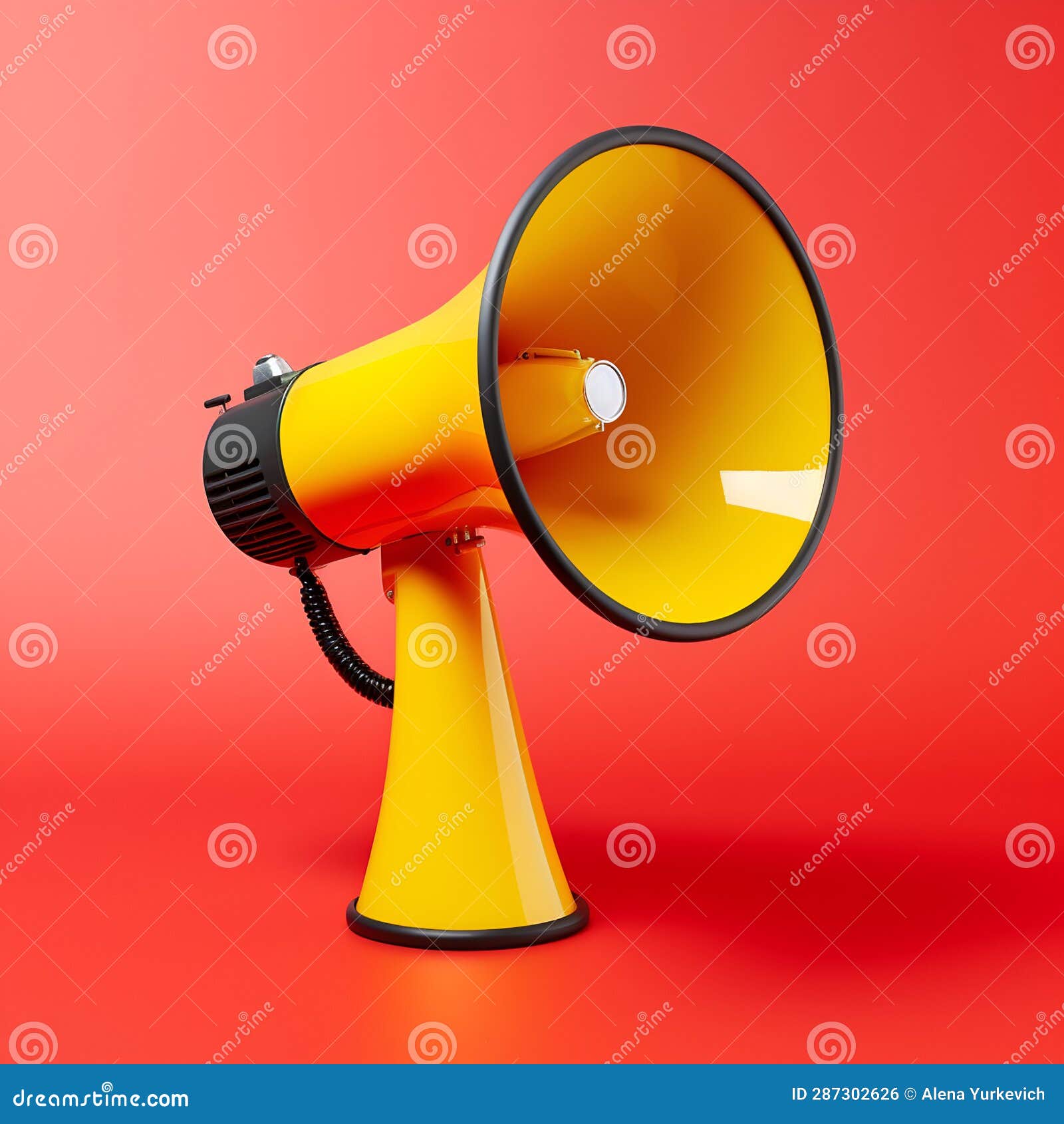 Yellow Megaphone Loudspeaker on a Red Background Stock Photo - Image of ...