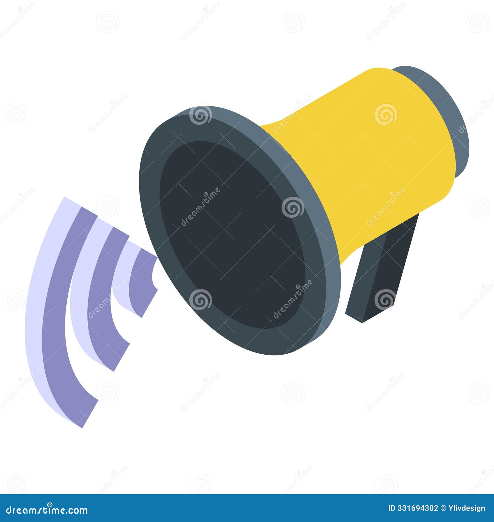 Yellow Megaphone Making Announcement with Sound Waves Stock ...