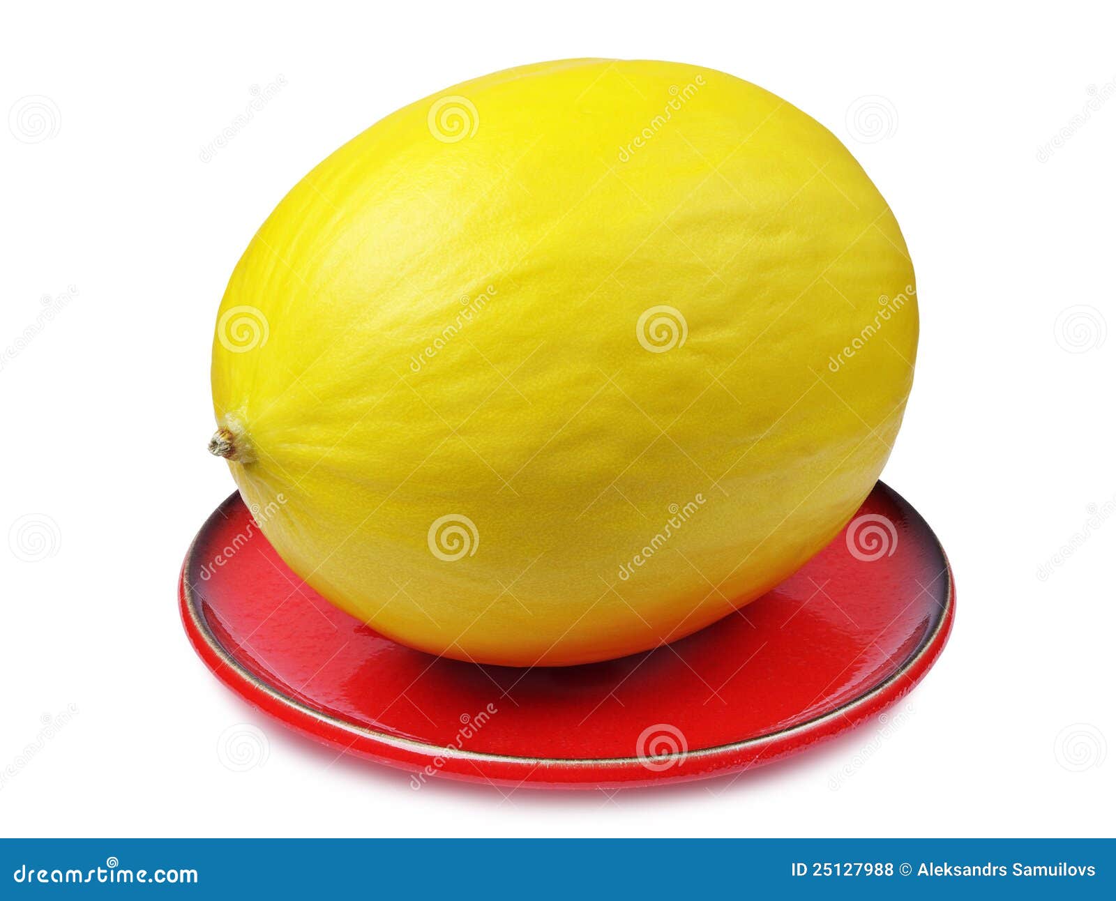Yellow Melon on a Red Plate Stock Photo - Image of sweet, healthy: 25127988