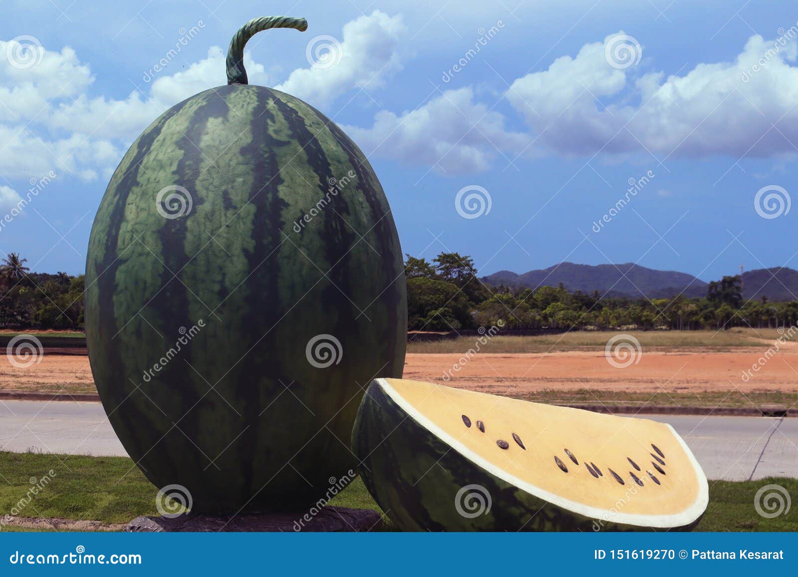 Yellow Melon Statue in the Garden Stock Photo - Image of freshness ...