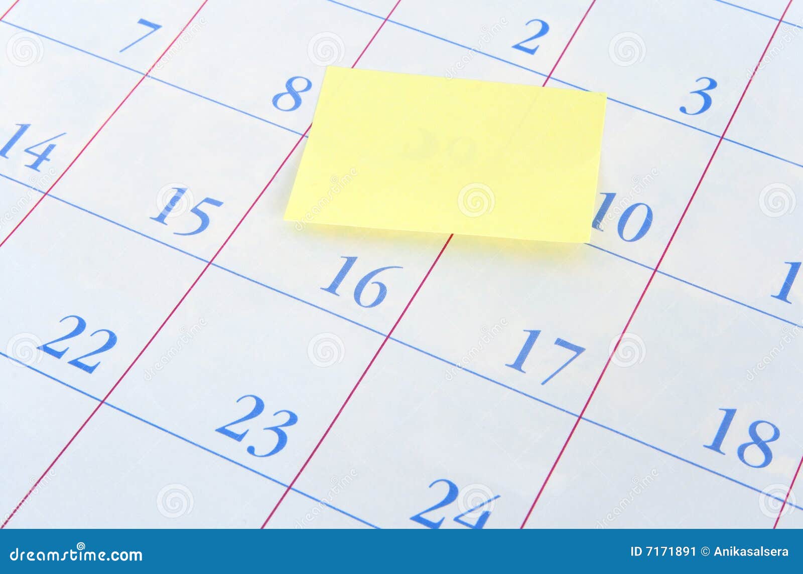 Yellow Memo Note on a Calendar Stock Image - Image of office, month ...